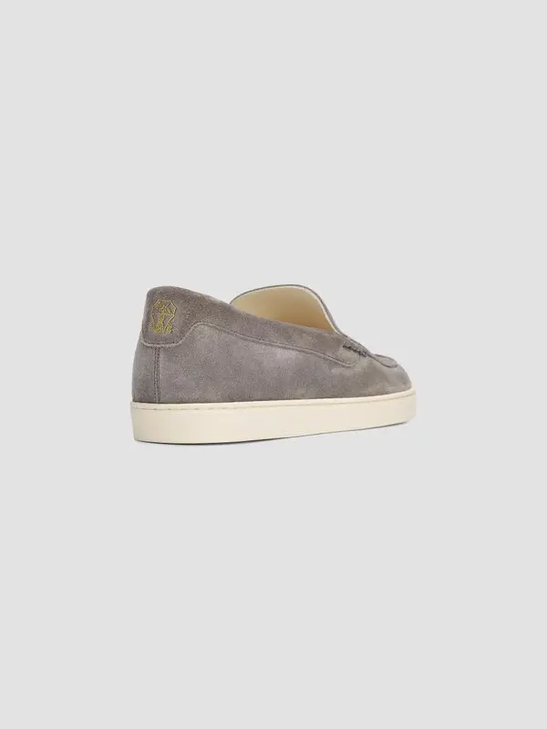 Brunello Cucinelli Herringbone Suede Loafers - Cloud
