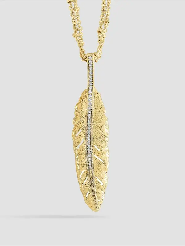 ANABEL ARAM Feather 18k--plated & Cubic Zirconia Pendant Necklace - Gold