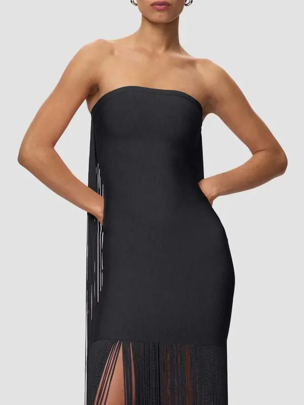 Herve Leger The Briar Strapless Fringe Gown