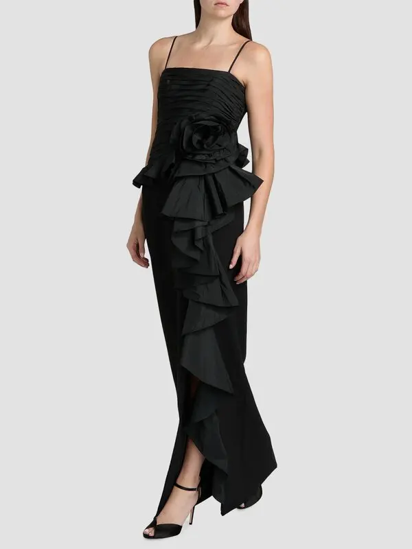 Cinq À Sept Liora Ruched Floral-embellished Gown