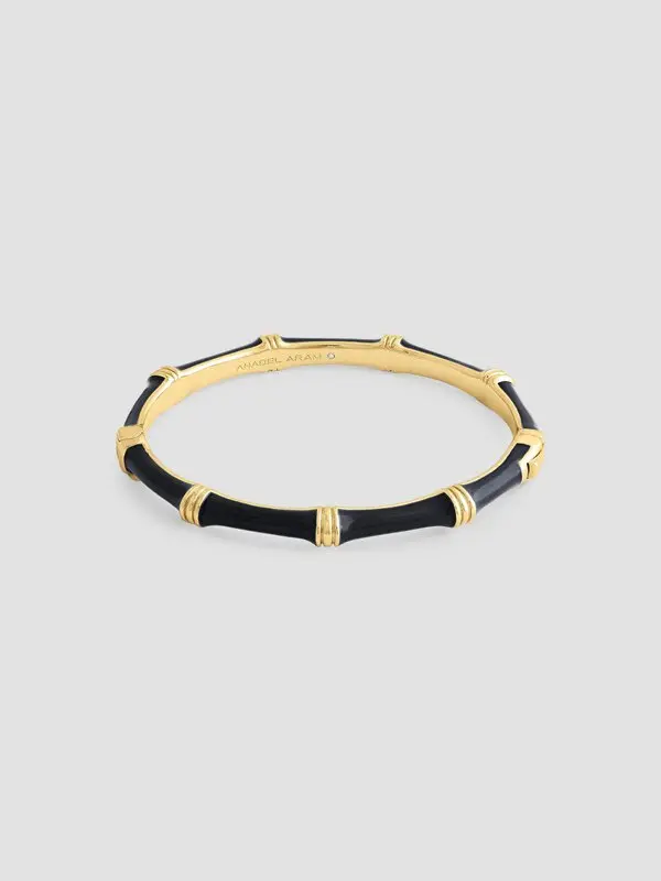 ANABEL ARAM Bamboo 18k-gold-plated & Enamel Hinged Bangle - Black