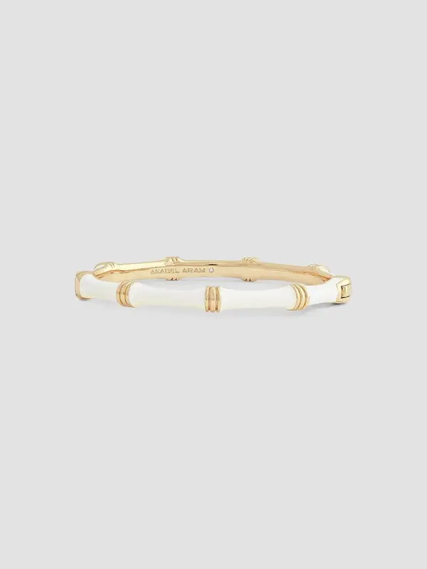 ANABEL ARAM Bamboo 18k-gold-plated & Enamel Hinged Bangle - Creme