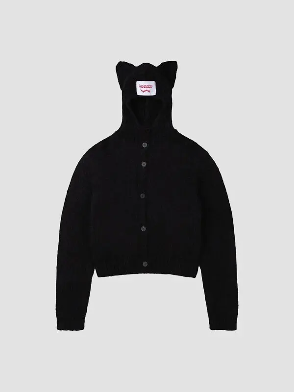 CHARLES JEFFREY Ears Balaclava Wool-blend Cardigan