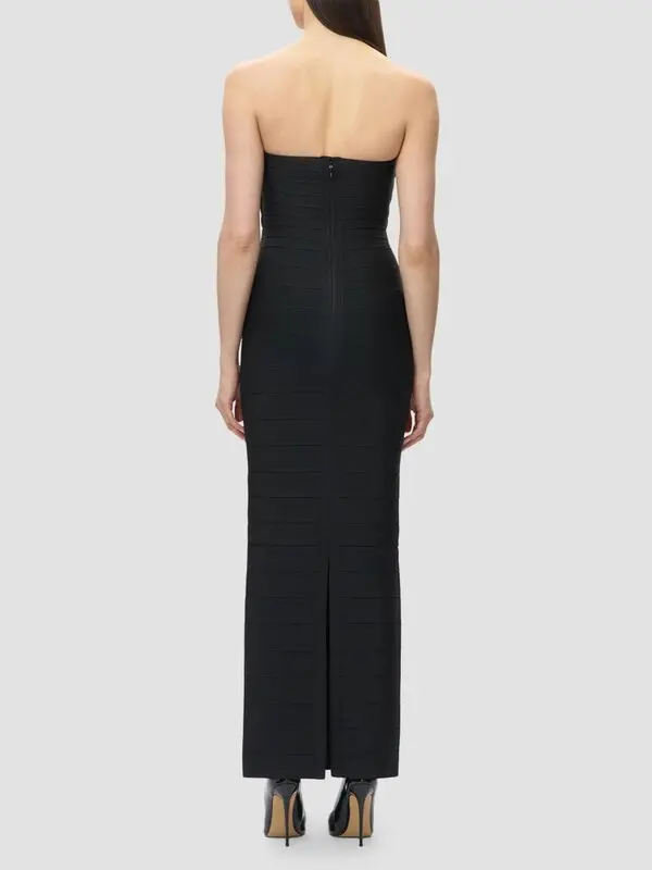 Herve Leger The Metallic Kayla Bandage Strapless Gown