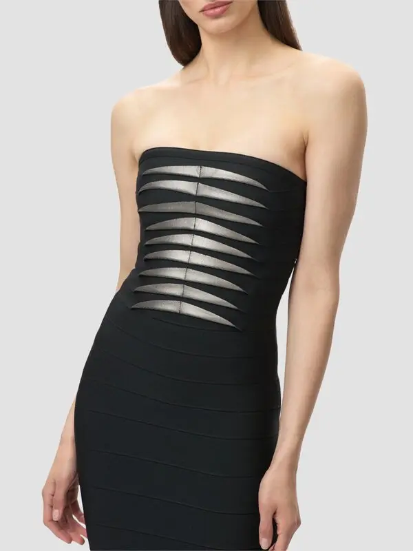 Herve Leger The Metallic Kayla Bandage Strapless Gown