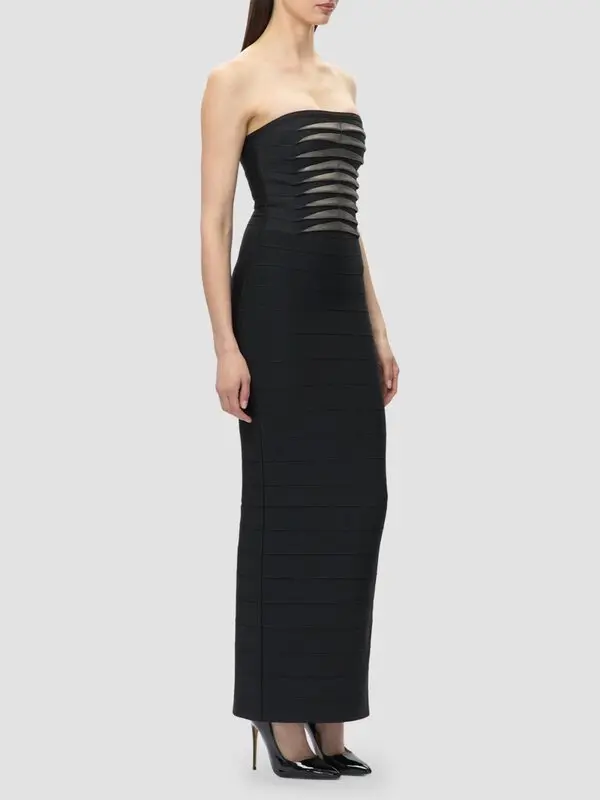 Herve Leger The Metallic Kayla Bandage Strapless Gown