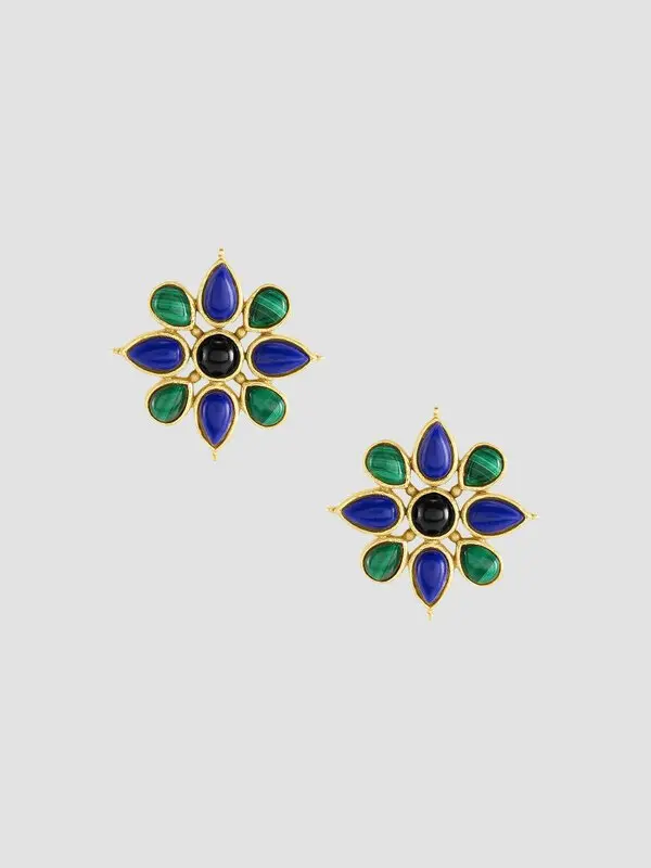 ANABEL ARAM Forza 18k--plated & Multi-gemstone Flower Stud Earrings