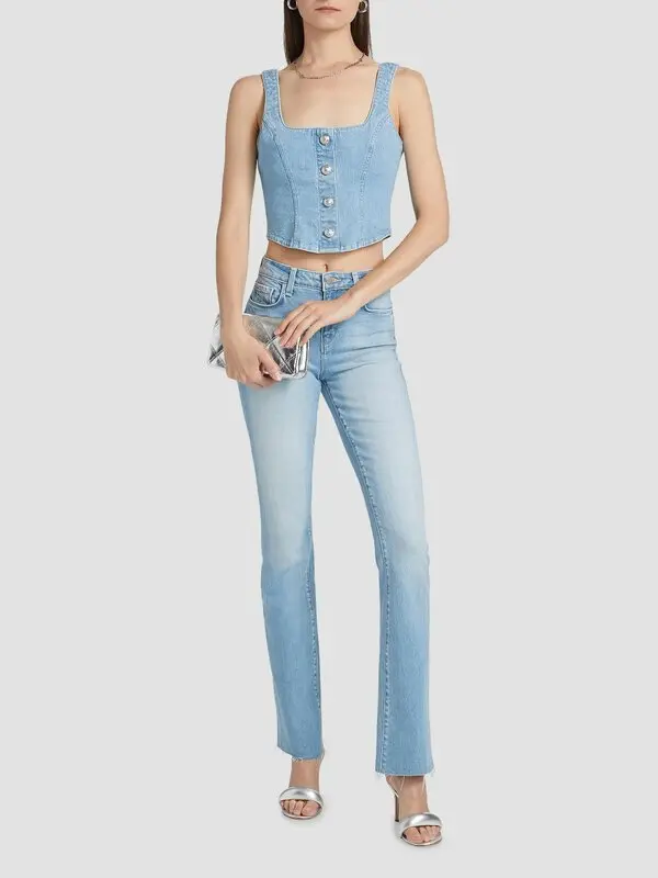 L'Agence Saga Denim Button-front Tank
