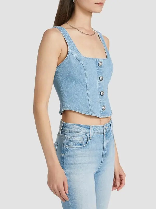 L'Agence Saga Denim Button-front Tank