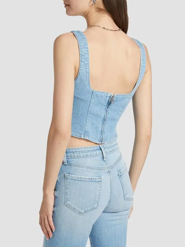 L'Agence Saga Denim Button-front Tank