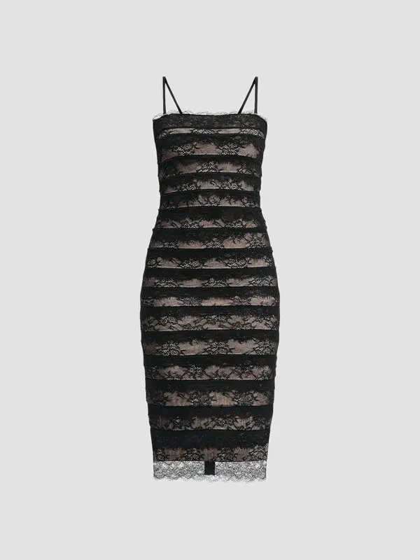 Herve Leger The Dara Lace Stripe Midi-dress