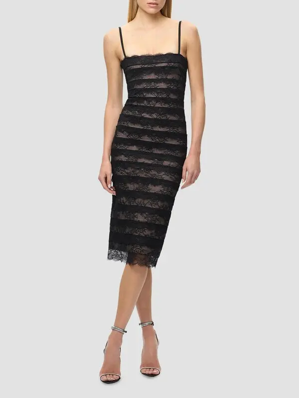 Herve Leger The Dara Lace Stripe Midi-dress