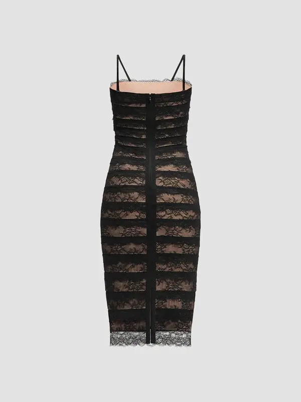 Herve Leger The Dara Lace Stripe Midi-dress