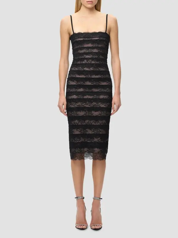 Herve Leger The Dara Lace Stripe Midi-dress