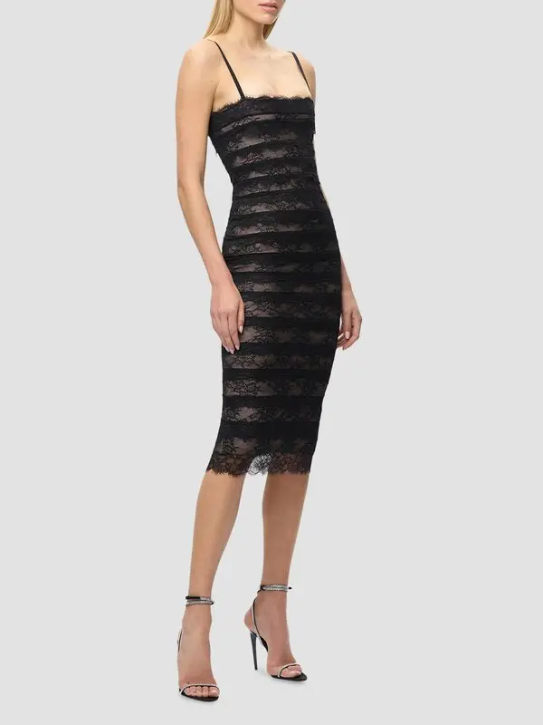 Herve Leger The Dara Lace Stripe Midi-dress