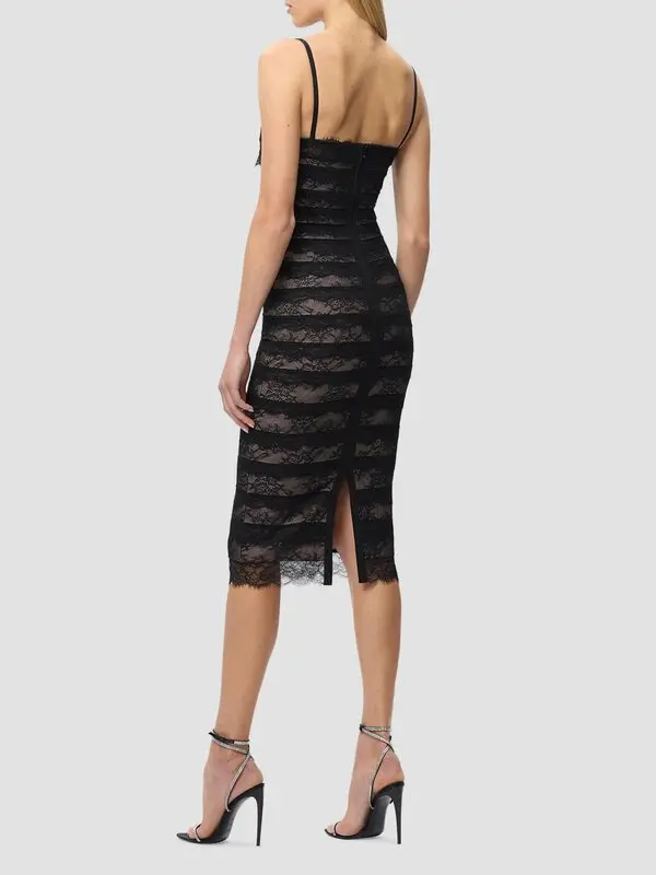 Herve Leger The Dara Lace Stripe Midi-dress