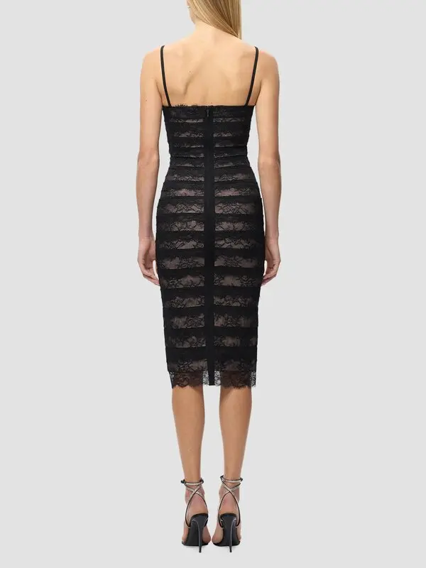 Herve Leger The Dara Lace Stripe Midi-dress