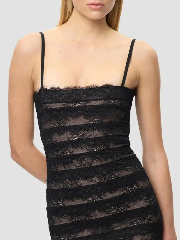 Herve Leger The Dara Lace Stripe Midi-dress