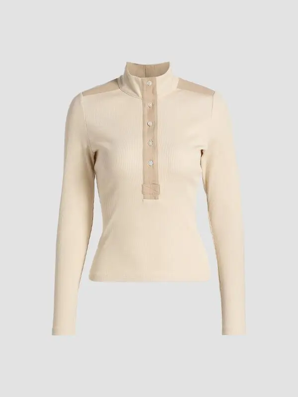 Veronica Beard Reynart Rib-knit Long-sleeve Top