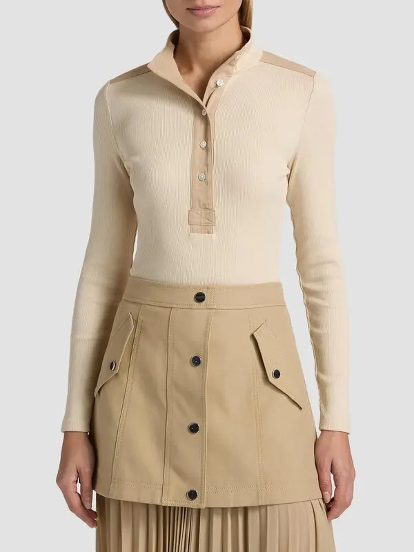 Veronica Beard Reynart Rib-knit Long-sleeve Top