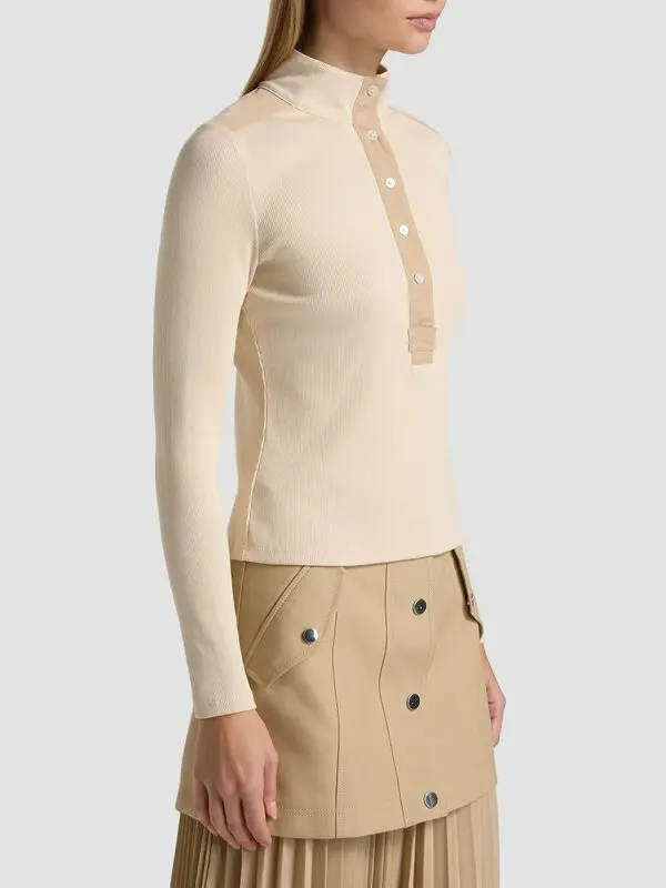 Veronica Beard Reynart Rib-knit Long-sleeve Top