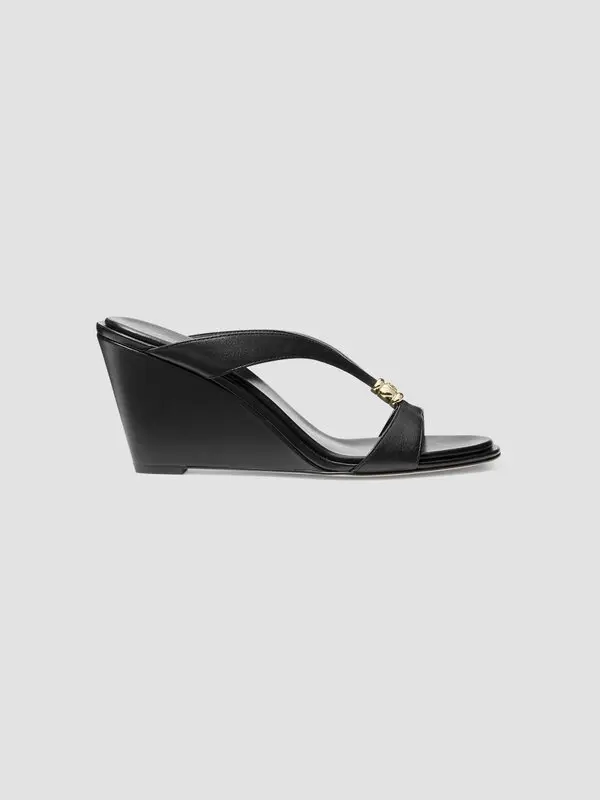 Michael Kors Cherie 75mm Leather Slip-on Wedge Sandals - Black