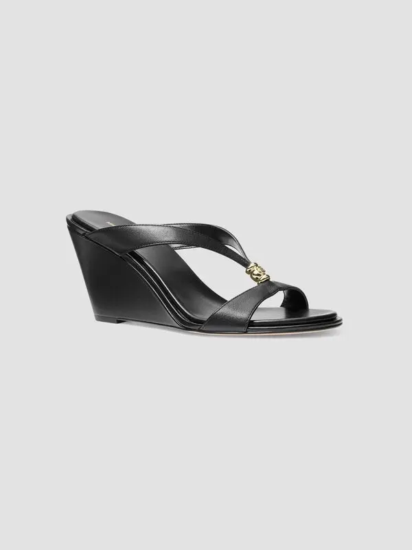 Michael Kors Cherie 75mm Leather Slip-on Wedge Sandals