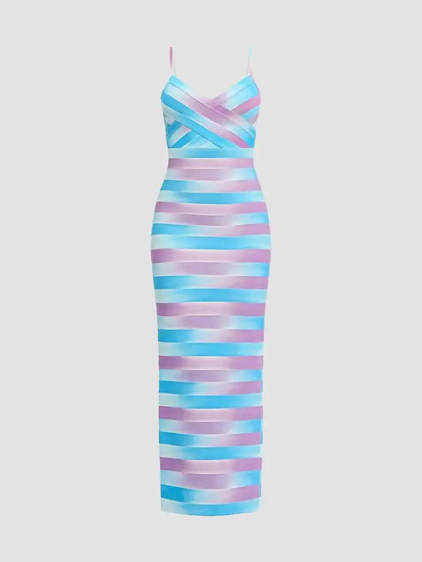 Herve Leger The Cara Ombré Stripe Gown