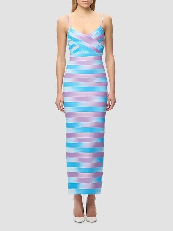 Herve Leger The Cara Ombré Stripe Gown