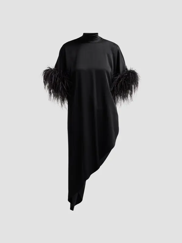 UNGARO Kenzie Feather-trimmed Satin Blouse