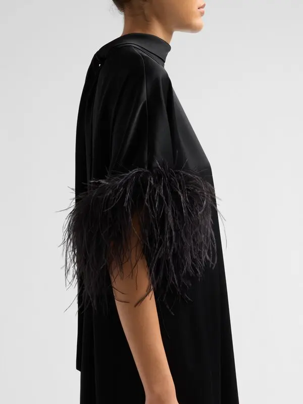 UNGARO Kenzie Feather-trimmed Satin Blouse