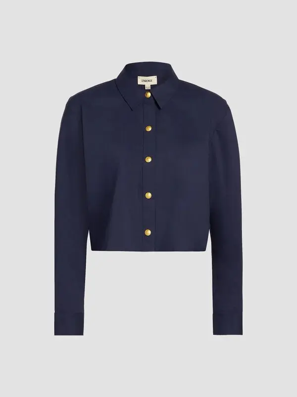 L'AGENCE Cosette Crop Hi-low Shirt - Midnight