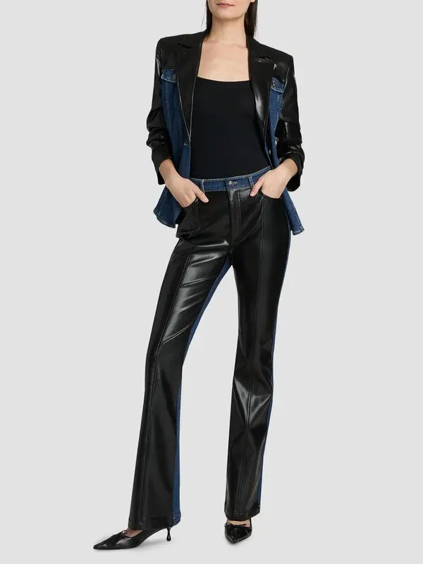 Cinq À Sept Joan Faux-leather Panel Jeans