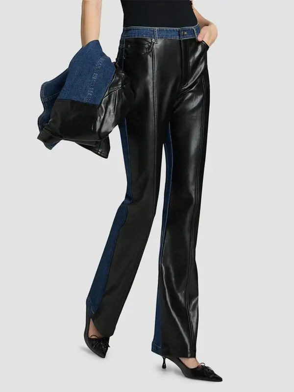 Cinq À Sept Joan Faux-leather Panel Jeans
