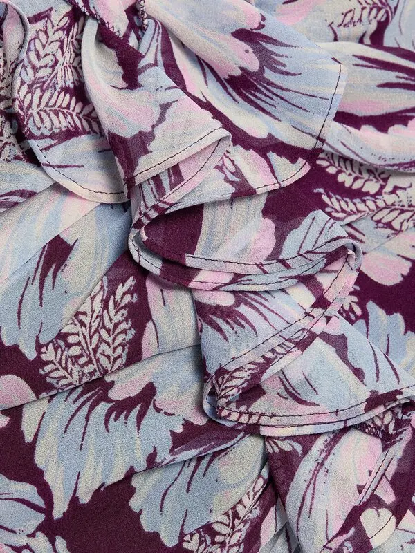 Cinq À Sept Lyra Tulip-print Ruffled Midi-dress - Deep Plum Multi
