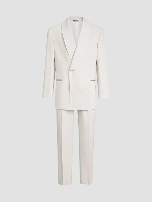 Brunello Cucinelli Délavé Silk Twill Tuxedo With One And A Half Breasted Blazer And Trousers
