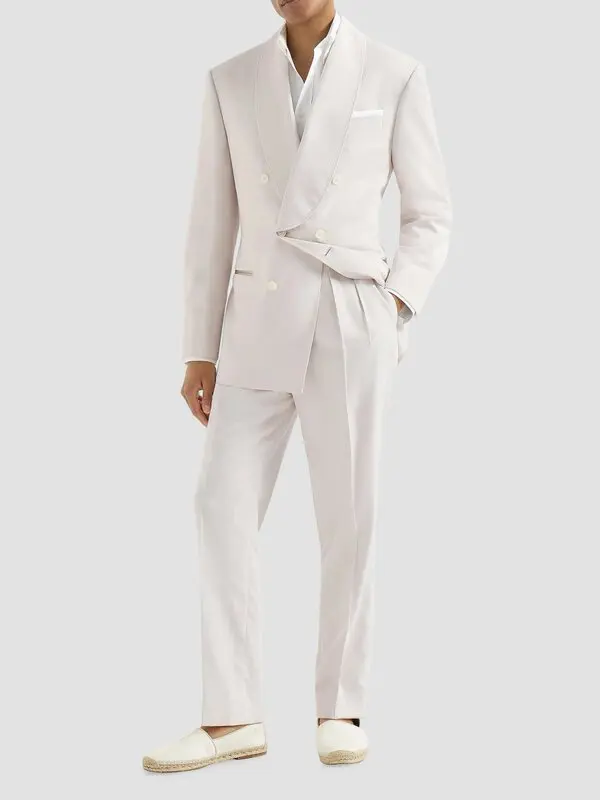 Brunello Cucinelli Délavé Silk Twill Tuxedo With One And A Half Breasted Blazer And Trousers