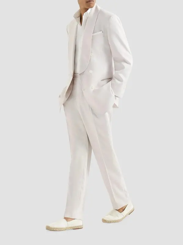Brunello Cucinelli Délavé Silk Twill Tuxedo With One And A Half Breasted Blazer And Trousers