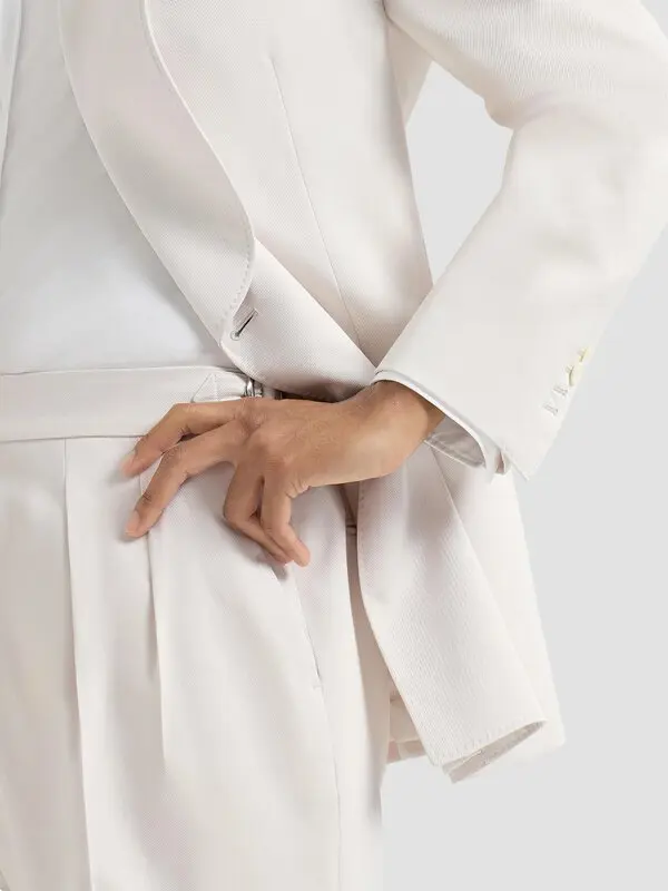 Brunello Cucinelli Délavé Silk Twill Tuxedo With One And A Half Breasted Blazer And Trousers