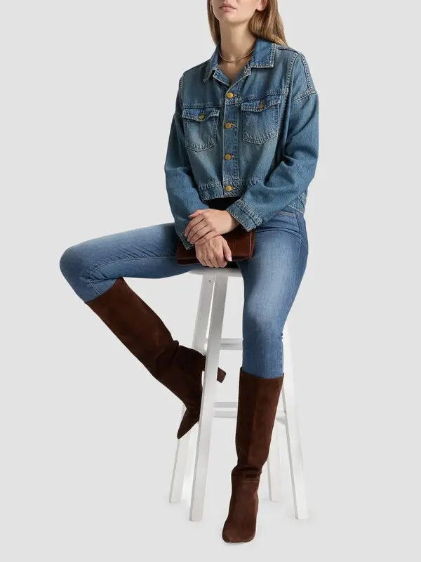L'Agence Vianney Hi-lo Cropped Denim Jacket