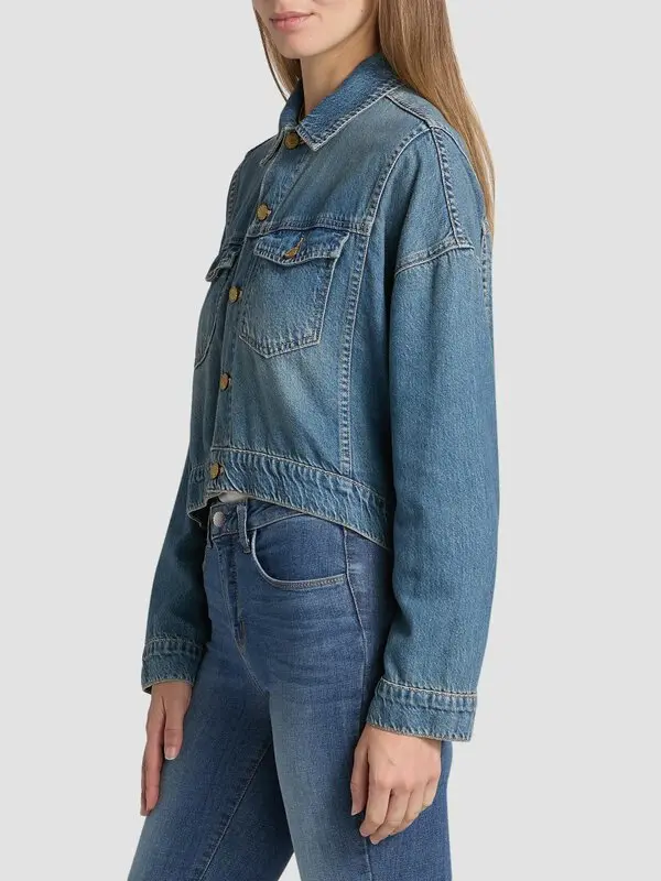 L'Agence Vianney Hi-lo Cropped Denim Jacket