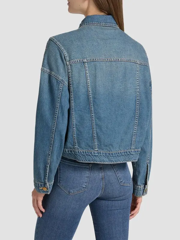 L'Agence Vianney Hi-lo Cropped Denim Jacket
