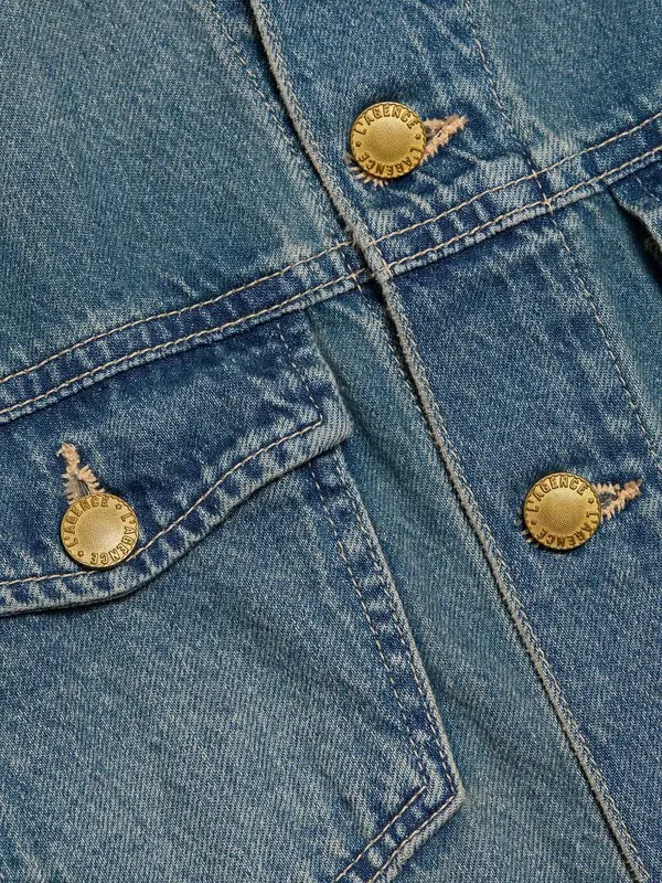 L'Agence Vianney Hi-lo Cropped Denim Jacket