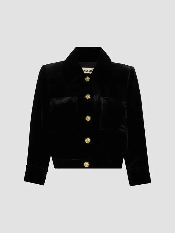 L'Agence Jia Cropped Velvet Jacket