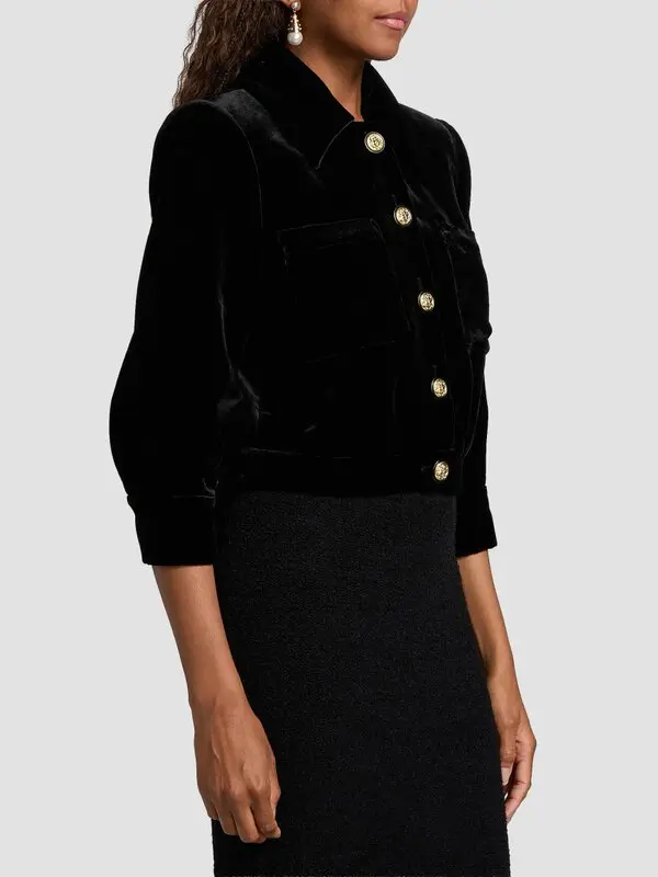 L'Agence Jia Cropped Velvet Jacket