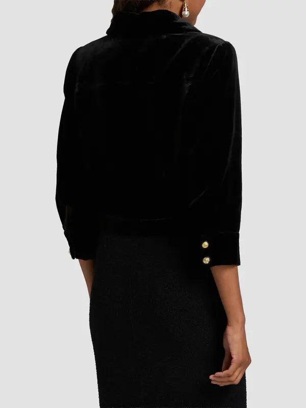 L'Agence Jia Cropped Velvet Jacket