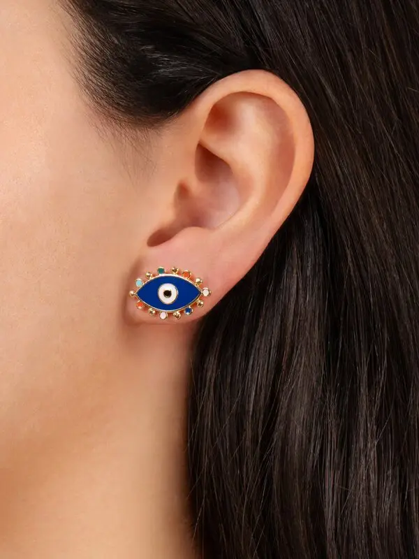 ANABEL ARAM Milos 18k-gold-plated & Enamel Evil Eye Stud Earrings