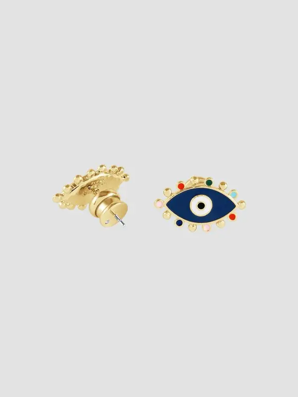 ANABEL ARAM Milos 18k-gold-plated & Enamel Evil Eye Stud Earrings