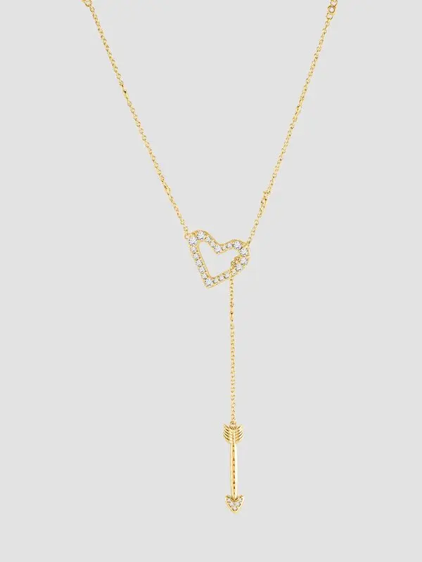 ANABEL ARAM Heart 18k--plated & Cubic Zirconia Lariat Necklace - Gold