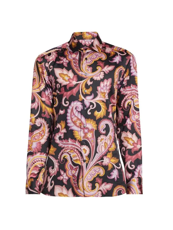 Etro Paisley Cotton Button-front Shirt - Printed Black Base